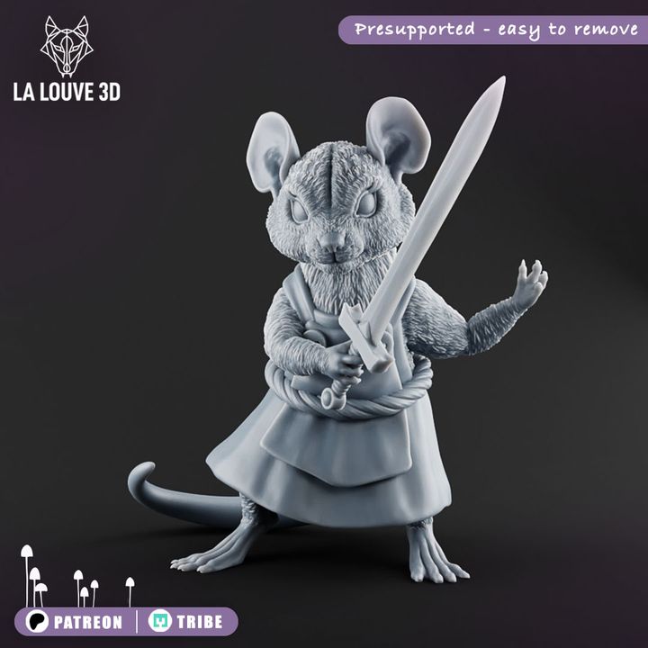 3D Printable Fighting farmer mouse by La Louve 3D