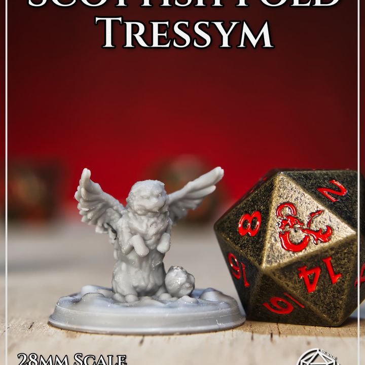 3D Printable Scottish Fold Tressym by M3DM