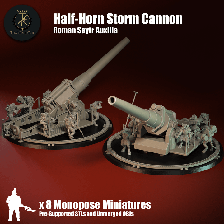 3D Printable Saytr Half-Horn Storm Cannon - Presupported by ThatEvilOne