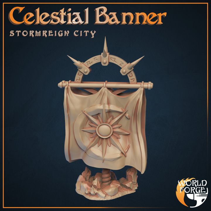 3D Printable Celestial Banner - Terrain by World Forge Miniatures