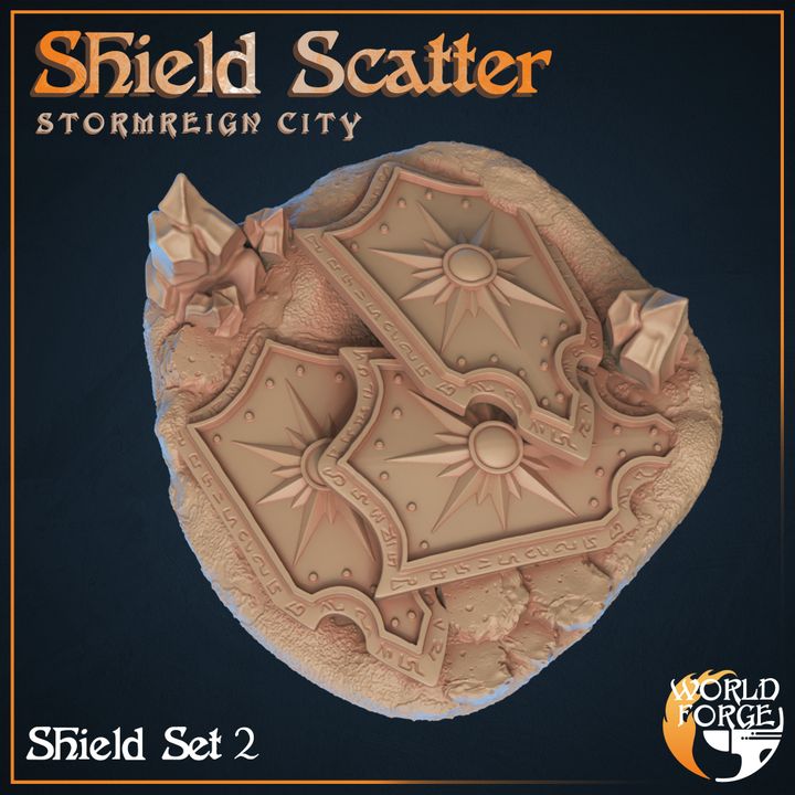 3D Printable Shield Scatter x3 - Terrain by World Forge Miniatures