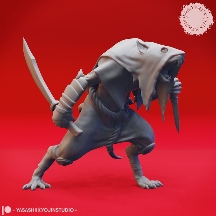 3D Printable Wererat - Machete - Tabletop Miniatures (Pre-Supported) by ...