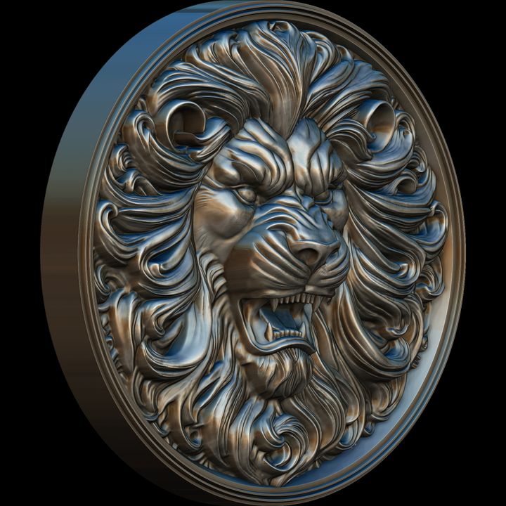 3D Printable Lion Head Bas Relief No6 STL file for 3d printing or CNC ...