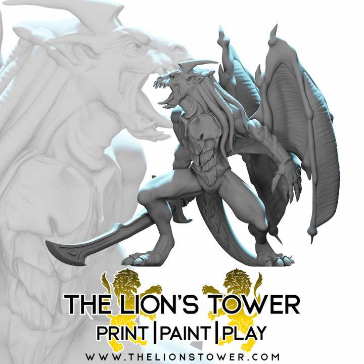 3D Printable White Abishai (Draconic Devil) - 32mm scale miniature ...