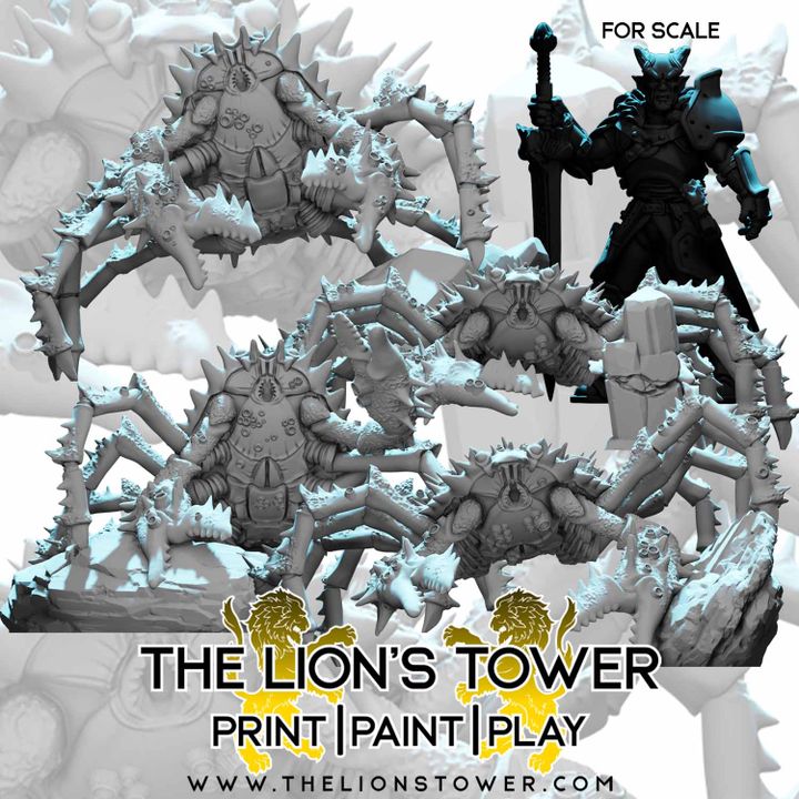 3D Printable Giant Crabs (set of 4 32mm scale miniatures) presupported ...