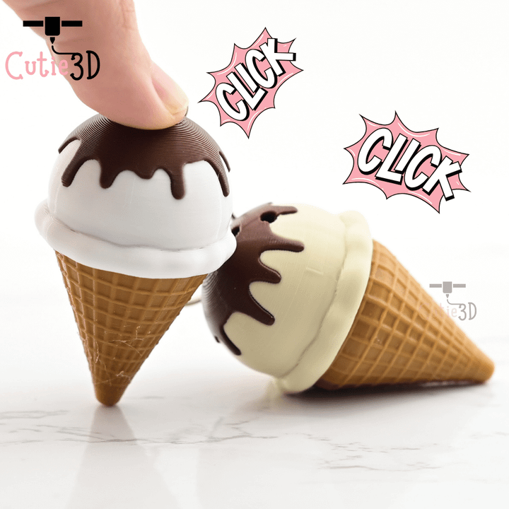 3D Printable Cutie3D Keycap Fidget Clicker Ice Cream Keychain - Cute ...