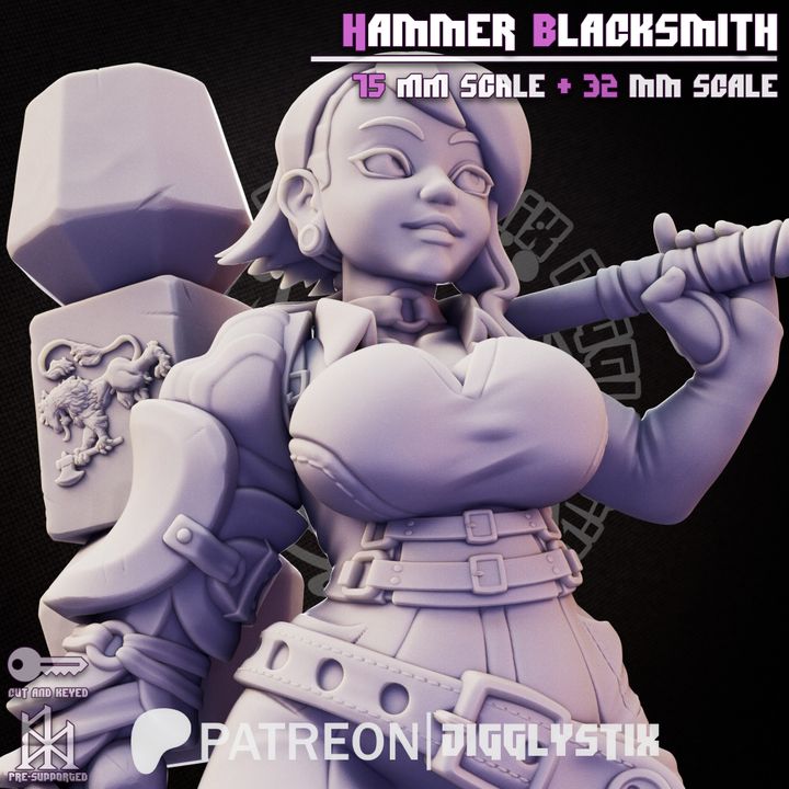 3D Printable Hammer Blacksmith by Jigglystix