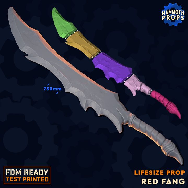 3D Printable Red Fang Sword Display Prop by Mammoth Props