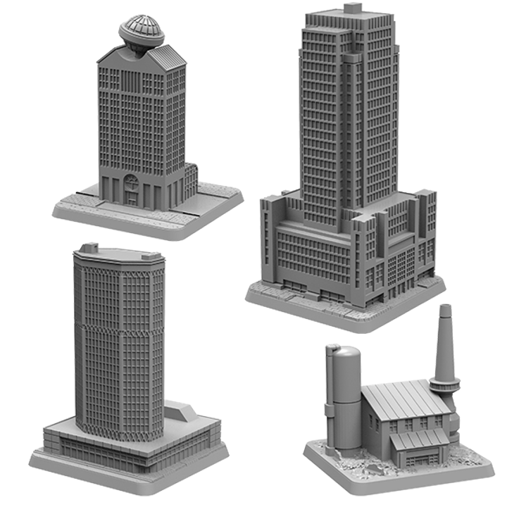 3D Printable Monsterpocalypse Buildings Pack 2 by Privateer Press