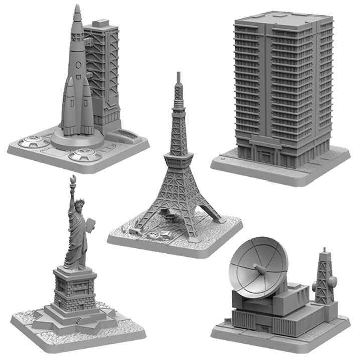 3D Printable Monsterpocalypse Buildings Pack 3 by Privateer Press