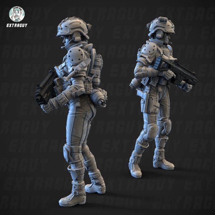 3D Printable Titan Walker Pilot 100mm and 32mm by Extra Guy