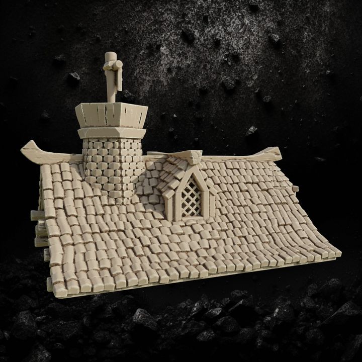 3D Printable Tudor Stone Tile Roof Section by Galandir's Pit & Cie