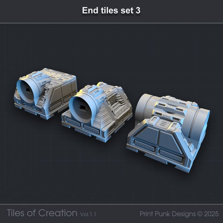 3D Printable Tiles of Creation Vol1 End Tiles set 3 by Print Punk Designs