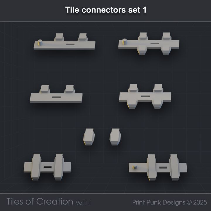 3D Printable Tiles of Creation Vol1 Tile Connectors set 1 by Print Punk ...