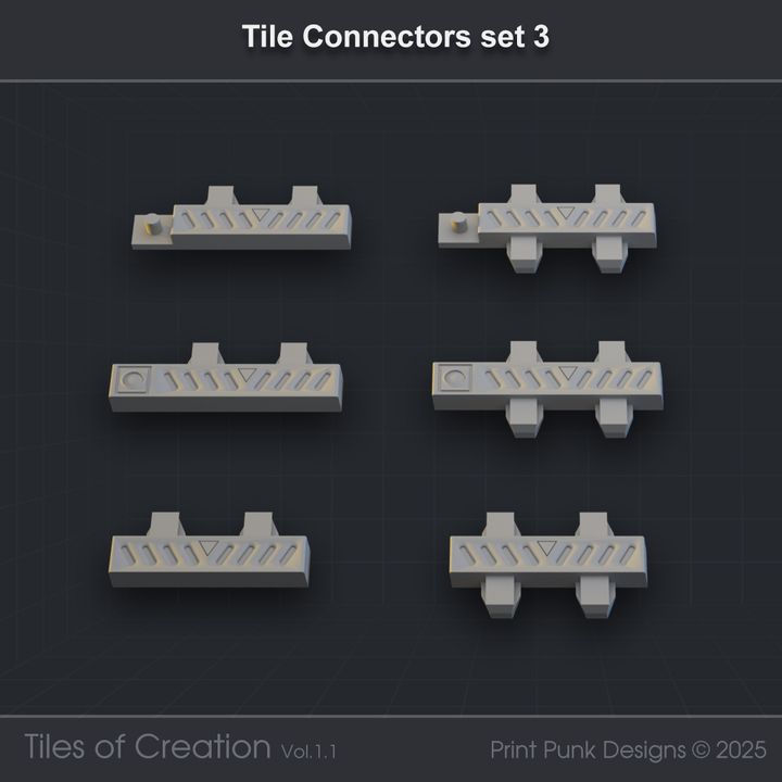 3D Printable Tiles of Creation Vol1 Tile Connectors set 3 by Print Punk ...