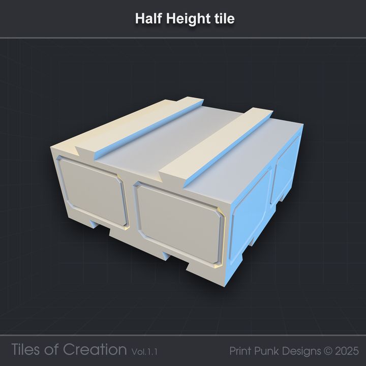3D Printable Tiles of Creation Vol1 Half Height tile by Print Punk Designs