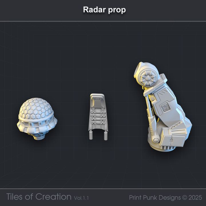 3D Printable Tiles of Creation Vol1 Radar prop by Print Punk Designs