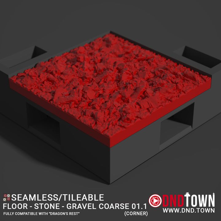 3D Printable Floor - Stone - Gravel - Wall Corner 01.1 (COARSE) - 3D ...