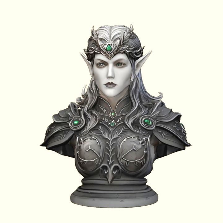 3D Printable Elven Sorceress Bust by Fantasy Figures