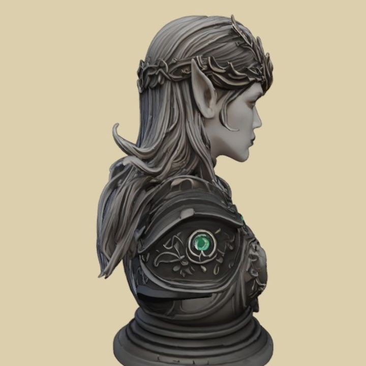 3D Printable Elven Sorceress Bust by Fantasy Figures