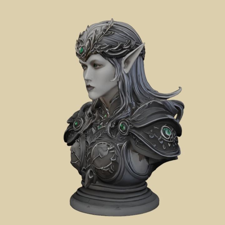 3D Printable Elven Sorceress Bust by Fantasy Figures