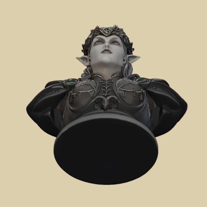 3D Printable Elven Sorceress Bust by Fantasy Figures
