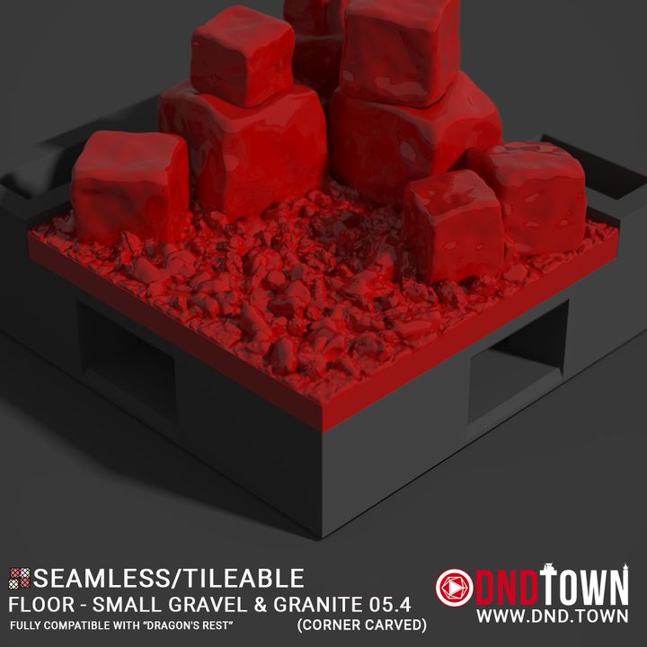 3D Printable Floor - Stone - Gravel & Carved Granite - Wall Corner 05.4 ...