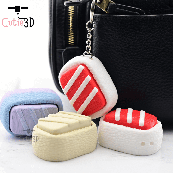 3D Printable Cutie3D Keycap Fidget Clicker Sushi Keychain - Cute ...