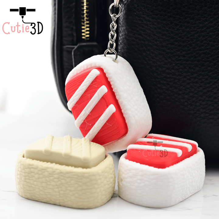 3D Printable Cutie3D Keycap Fidget Clicker Sushi Keychain - Cute ...