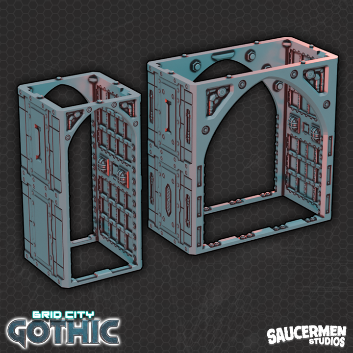 3D Printable Grid City: Gothic – Double Height Arches by Saucermen Studios