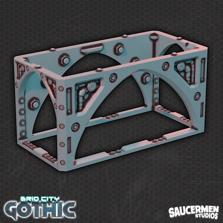 3D Printable Grid City: Gothic – Double Length Arches by Saucermen Studios