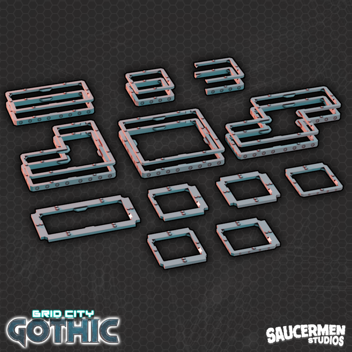 3D Printable Grid City: Gothic – Spacer Rings by Saucermen Studios