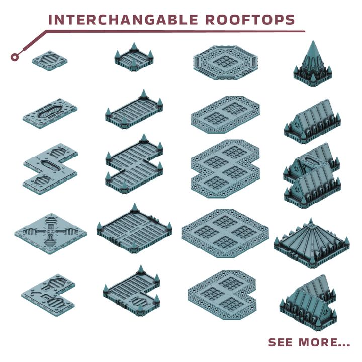 3D Printable Grid City: Gothic – Core Set by Saucermen Studios