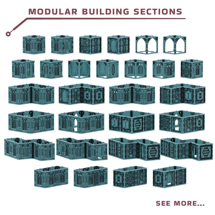 3D Printable Grid City: Gothic – Core Set by Saucermen Studios