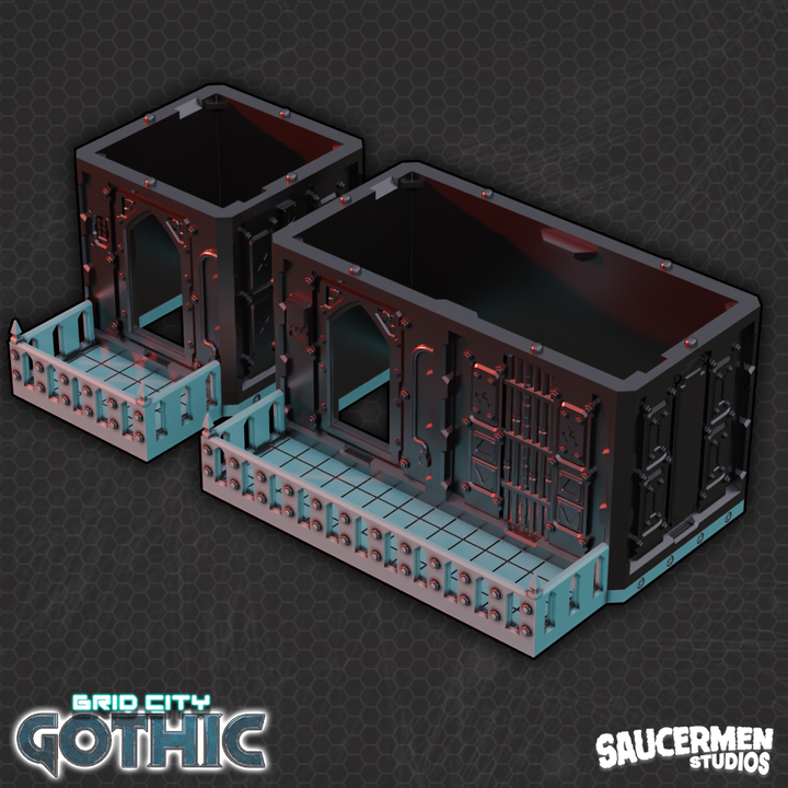 3D Printable Grid City: Gothic – Balconies Set by Saucermen Studios