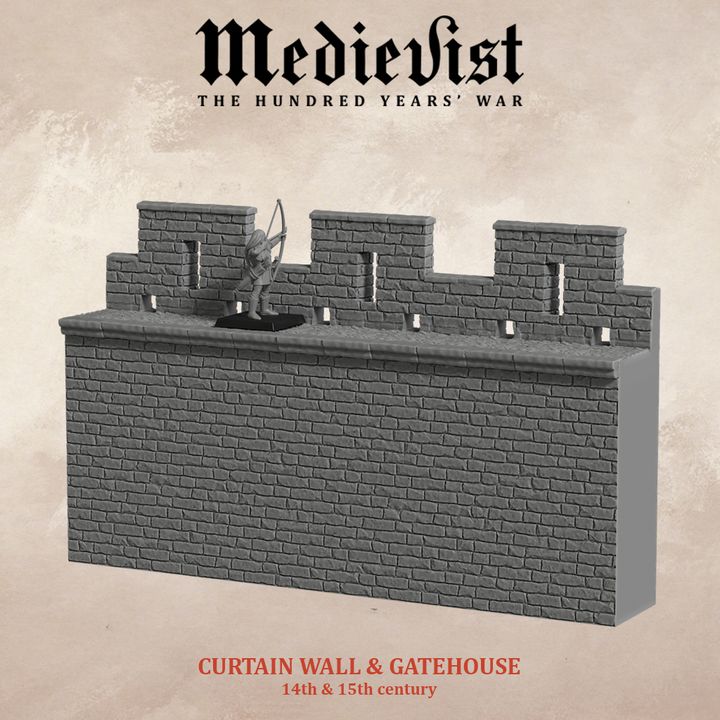 3D Printable Medieval curtain wall & gatehouse, 14th & 15th century by ...