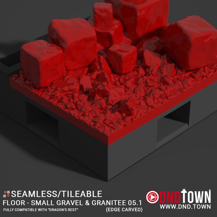 3D Printable Floor - Stone - Gravel & Carved Granite - Wall Edge 05.1 ...