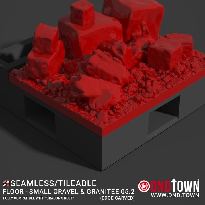 3D Printable Floor - Stone - Gravel & Carved Granite - Wall Edge 05.2 ...