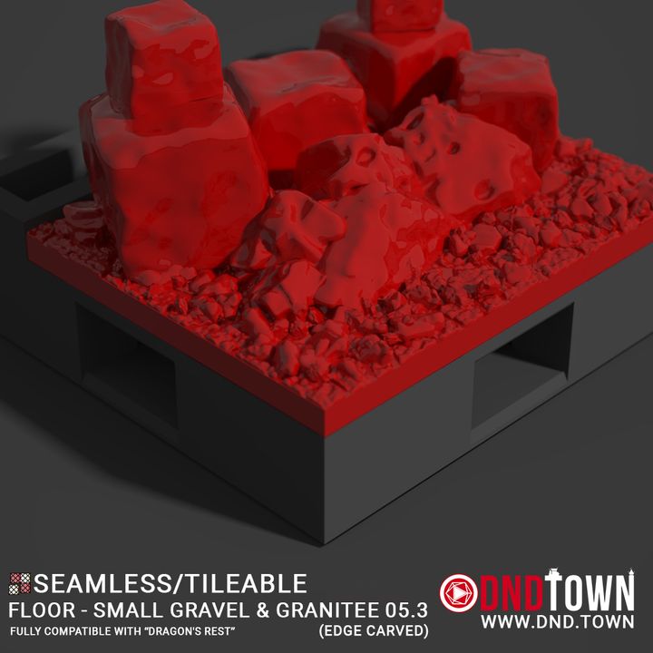 3D Printable Floor - Stone - Gravel & Carved Granite - Wall Edge 05.3 ...