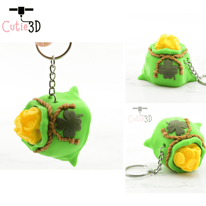 3D Printable Cutie3D Keycap Fidget Clicker Lucky Gold Bag Keychain ...