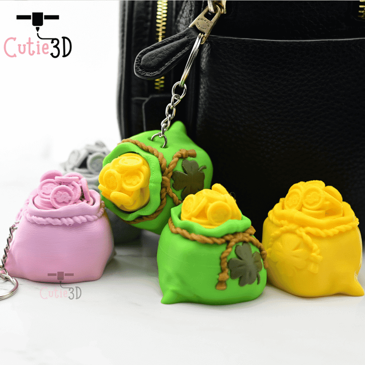 3D Printable Cutie3D Keycap Fidget Clicker Lucky Gold Bag Keychain ...