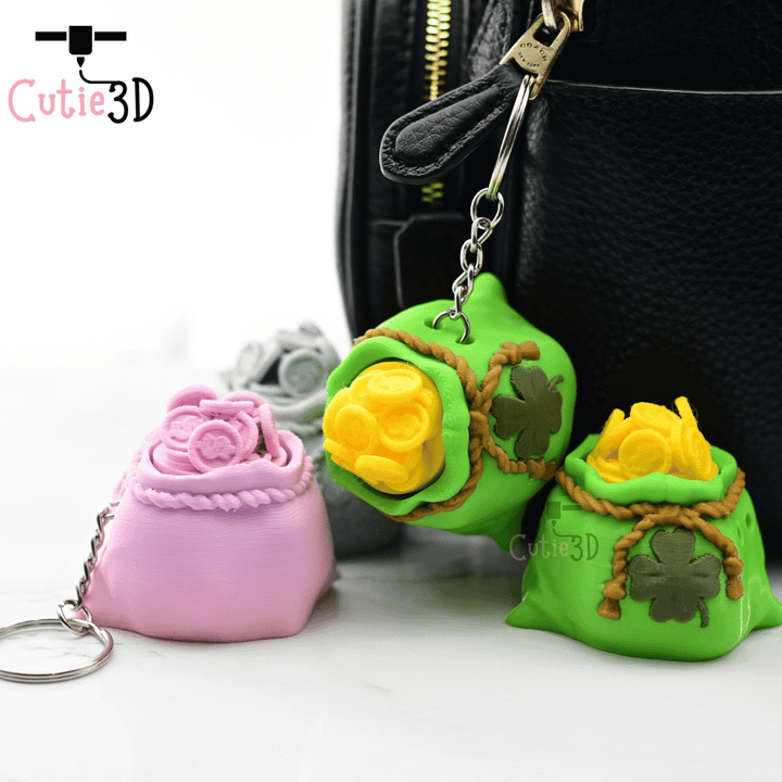 3D Printable Cutie3D Keycap Fidget Clicker Lucky Gold Bag Keychain ...