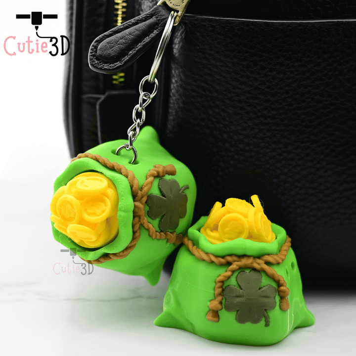 3D Printable Cutie3D Keycap Fidget Clicker Lucky Gold Bag Keychain ...