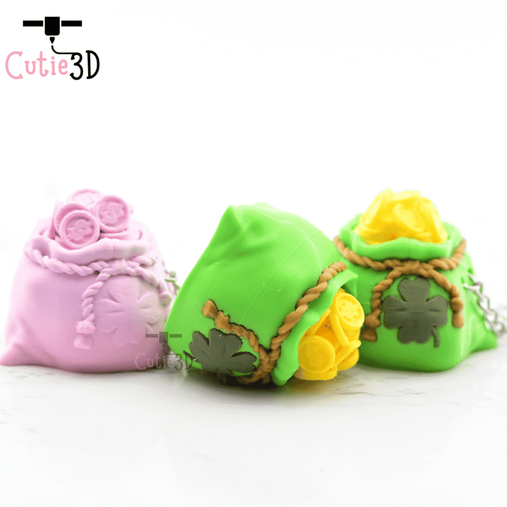 3D Printable Cutie3D Keycap Fidget Clicker Lucky Gold Bag Keychain ...