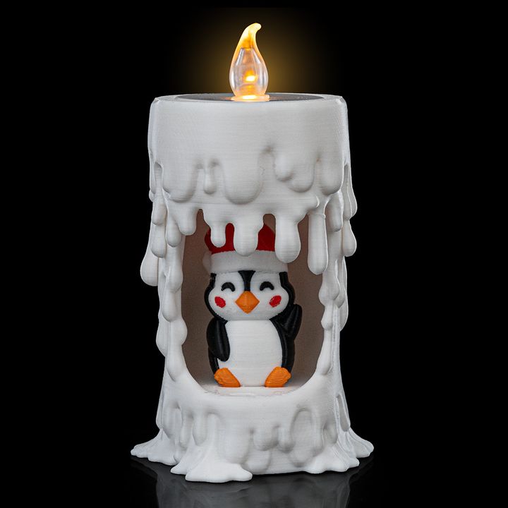 3D Printable Penguin Candle Table Lamp by Stlflix