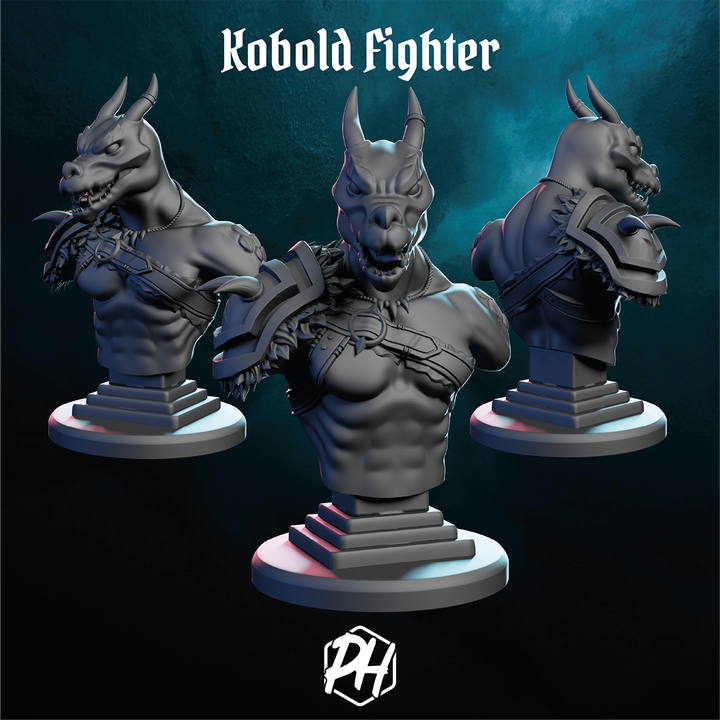 3D Printable Kobold Fighter Bust by Phutura Hobbies