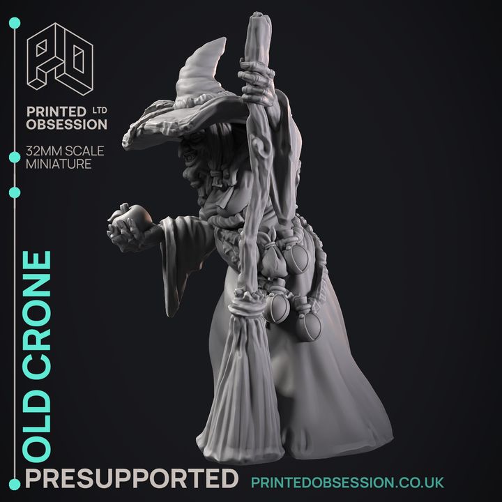 3D Printable Old Crone - Witch - PRESUPPORTED - Illustrated and Stats ...