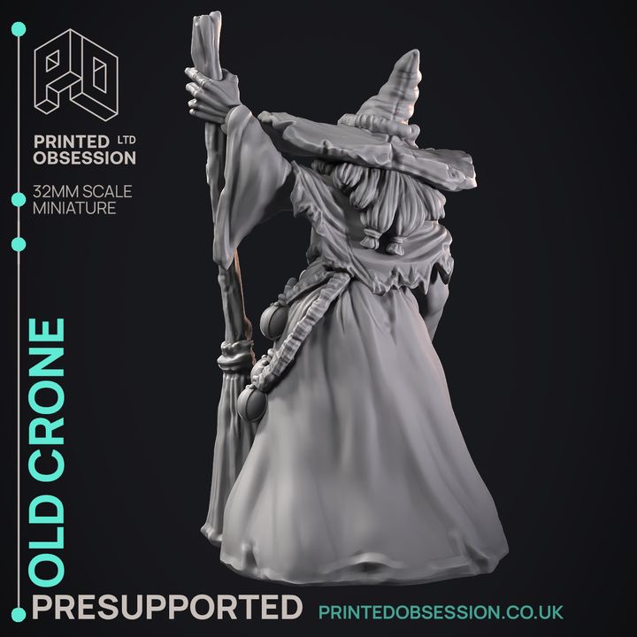 3D Printable Old Crone - Witch - PRESUPPORTED - Illustrated and Stats ...