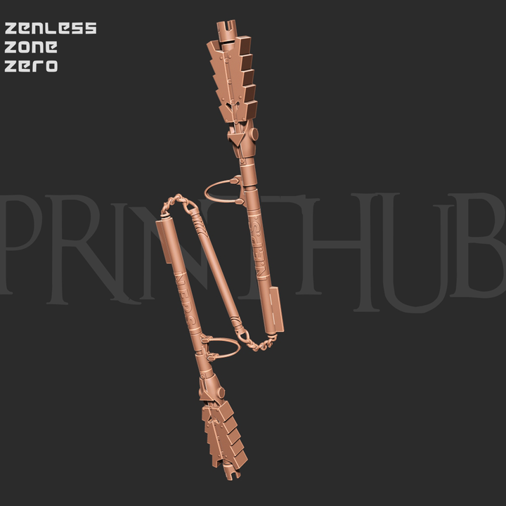 3D Printable Qingyi three section staff for cosplay 3d print by Printhub