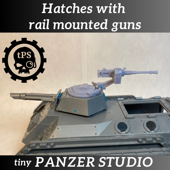 3D Printable Hatches with rail-mounted guns by Tiny Panzer Studio
